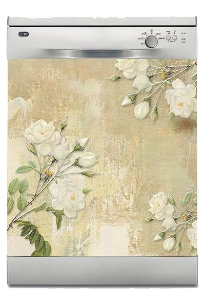 Jasmin2020 Bulaşık Makinası Sticker Kaplama Etiketi Kabartma Çiçekler