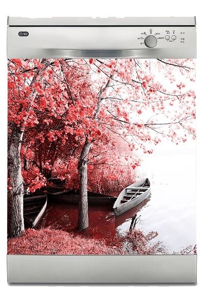 Jasmin2020 Bulaşık Makinası Sticker Kaplama Etiketi Çiçekler Tekne