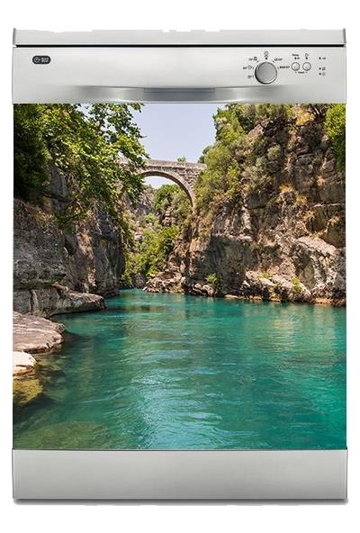 Jasmin2020 Bulaşık Makinası Sticker Kaplama Etiketi Köprü Akarsu