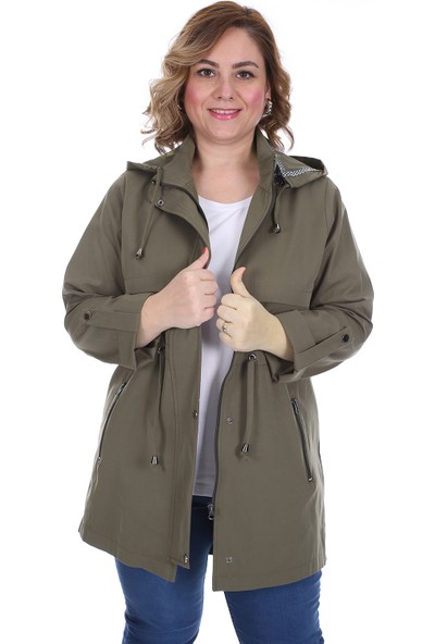 Brendon Kadın Büyük Beden Pamuklu Mevsimlik Trençkot 3005 Haki/khaki 21S32003005 Brendon Kadın Büyük Beden Pamuklu Mevsimlik Trençkot 3005 Haki/khaki 21S32003005