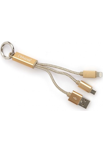 Ithink 2in1 Anahtarlıklı Data ve Veri Aktarım Kablosu Altın Ithink 2in1 Anahtarlıklı Data ve Veri Aktarım Kablosu Altın