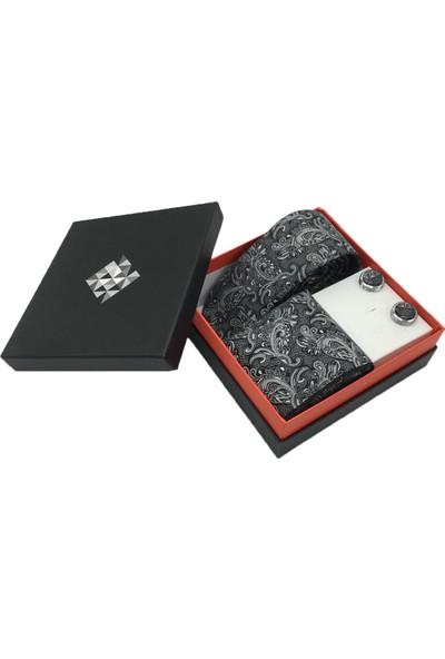 Tr10fashion TR10 Şal Sim Desenli Kutulu Kravat Set