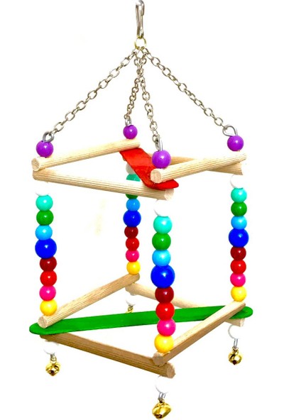 Tutwood Dörtgen Kule Zilli Muhabbet Kuşu Salıncağı