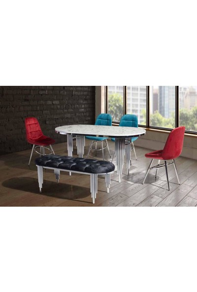 Ens Gloria Krom Lüx Yemek Masası