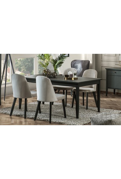 Cadde Yıldız Eva Gray Yemek Masası Takımı