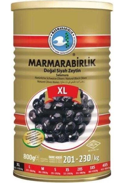 Marmara Birlik Marmarabirlik Mega Zeytin Teneke 800 gr