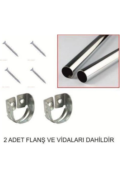 ATSIZ AKSESUAR 50-100 cm Arası Askı Borusu ve 2 Adet 2 Delikli Flanş Montaj Vidaları Dahil ATSIZ AKSESUAR 50-100 cm Arası Askı Borusu ve 2 Adet 2 Delikli Flanş Montaj Vidaları Dahil