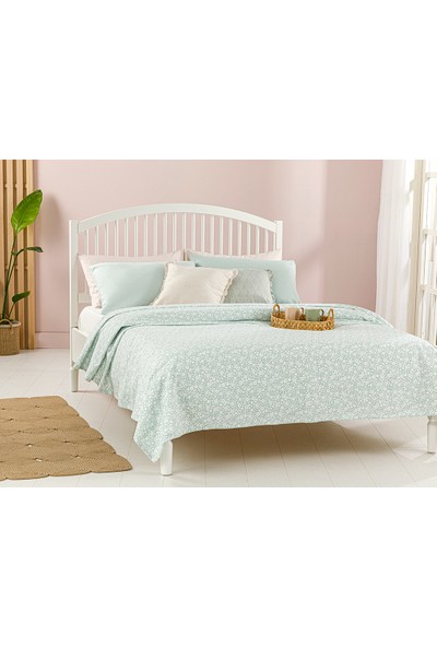 English Home Liberty Blossom Baskılı Çift Kişilik Pike 200 x 220 cm Seledon