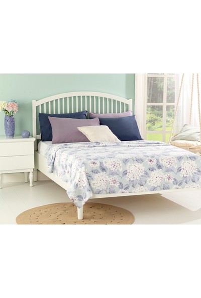 English Home Hyrangea Bouquet Baskılı Çift Kişilik Pıke 200 x 220 cm Ortanca