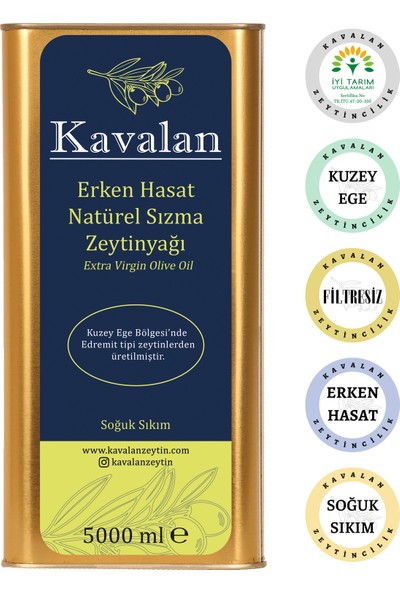 İyi Tarım Uyg. 5 Lt Kuzey Ege Erken Hasat Soğuk Sıkım Natürel Sızma Zeytinyağı YENİ SEZON 2021-22 İyi Tarım Uyg. 5 Lt Kuzey Ege Erken Hasat Soğuk Sıkım Natürel Sızma Zeytinyağı YENİ SEZON 2021-22