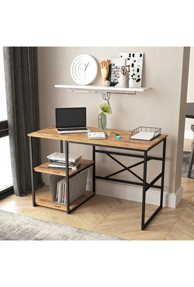 Robin Home Atlantis Metal Ofis Çalışma Masası Bilgisayar Masası Laptop Masası Raflı 120CM AS23-A Çam Robin Home Atlantis Metal Ofis Çalışma Masası Bilgisayar Masası Laptop Masası Raflı 120CM AS23-A Çam