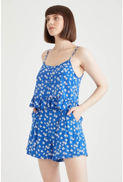 DeFacto Regular Fit Çiçek Desenli Organik Pamuk Mini Şort T2727AZ21SM