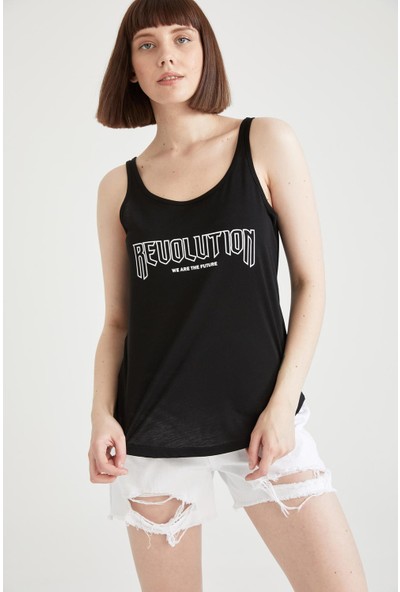 Defacto Slogan Baskılı Relax Fit Askılı Atlet U8239AZ21SP Defacto Slogan Baskılı Relax Fit Askılı Atlet U8239AZ21SP