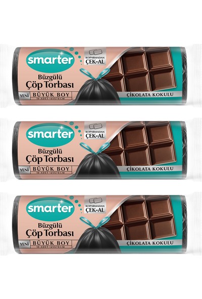 Smarter 3'lü Çikolata Kokulu Büzgülü Büyük Boy Çöp Torbası ( Çöp Poşeti ) Smarter 3'lü Çikolata Kokulu Büzgülü Büyük Boy Çöp Torbası ( Çöp Poşeti )