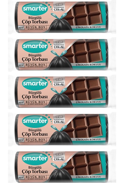 Smarter 5'li Çikolata Kokulu Büzgülü Büyük Boy Çöp Torbası ( Çöp Poşeti ) Smarter 5'li Çikolata Kokulu Büzgülü Büyük Boy Çöp Torbası ( Çöp Poşeti )