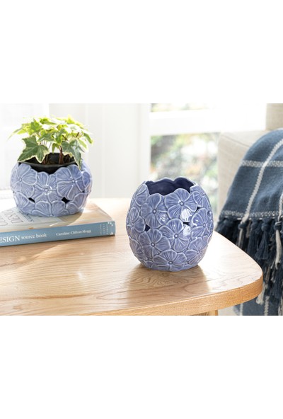 English Home Hortensia Porselen Dekoratif Kase 11.4*11.4*11 cm Lila