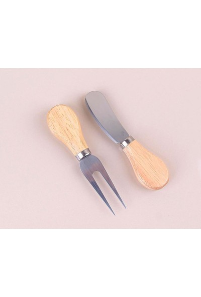 Tvet Ahşap Saplı Dekoratif Ikli Peynir Seti 12 cm T40168