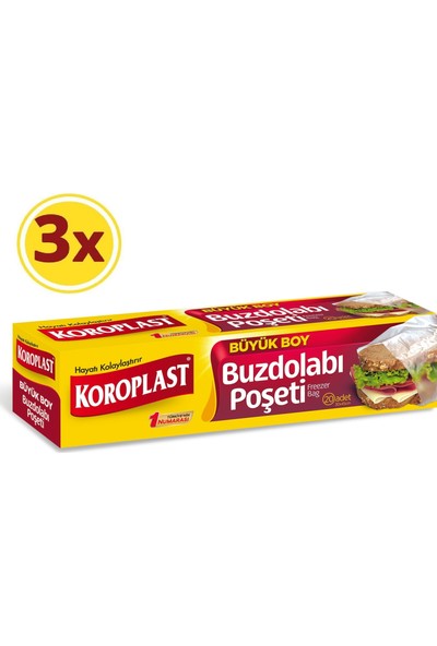 Koroplast Buzdolabı Poşeti Büyük Boy 20 Li 30X45 cm x 3 Adet Koroplast Buzdolabı Poşeti Büyük Boy 20 Li 30X45 cm x 3 Adet