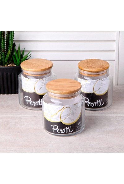 Perotti Bambu Kapaklı Kavanoz 3 Adet 500 ml