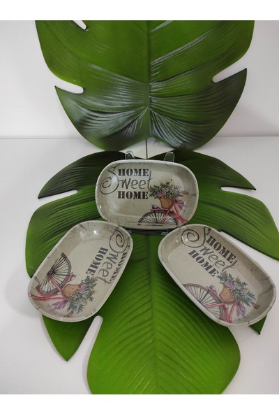 Morza Home Melamin 3'lü Desenli Çerezlik 10 x 15 x 2,5cm