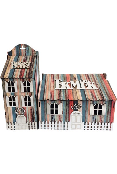 Pratik Dekor Mutfak Ahşap Ekmeklik ve Poşetlik Set Alaçatı Pratik Dekor Mutfak Ahşap Ekmeklik ve Poşetlik Set Alaçatı