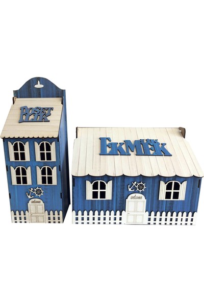 Pratik Dekor Mutfak Ahşap Ekmeklik ve Poşetlik Set Pratik Dekor Mutfak Ahşap Ekmeklik ve Poşetlik Set
