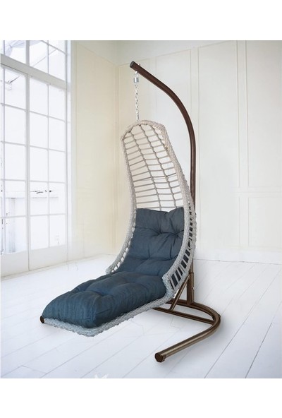 By Swings Ayak Uzatmalı Rattan Bahçe Balkon Salıncağı Krem