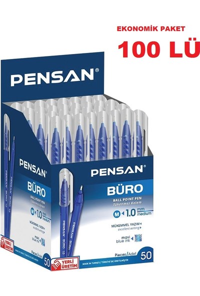 Pensan Büro Tükenmez Kalem Mavi 100 Lü Ekonomik Paket Pensan Büro Tükenmez Kalem Mavi 100 Lü Ekonomik Paket