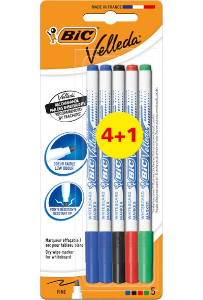 Bic Velleda 1721 Beyaz Tahta Kalemi 4+1'li Poşet Bic Velleda 1721 Beyaz Tahta Kalemi 4+1'li Poşet