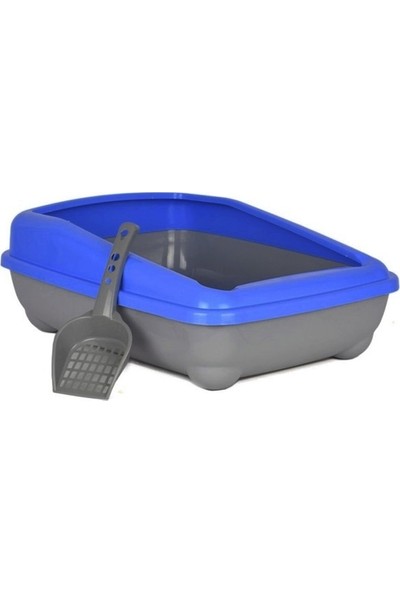 Atlantik Kedi Tuvalet Kum Kabı 50/37/13.5 cm Koyu Mavi + Kürek Hediye