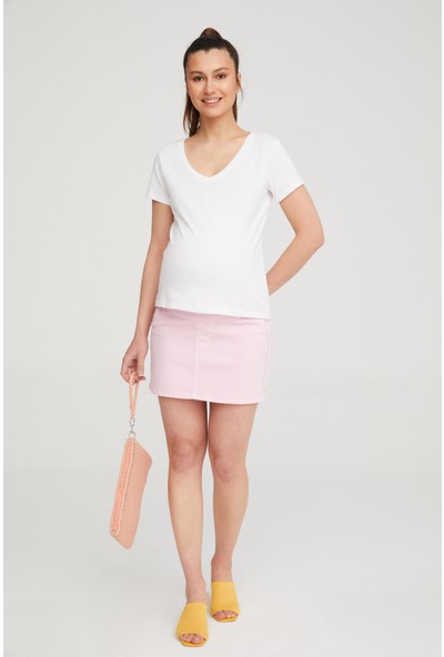 Vavien Hamile Likralı Etek Toz Pembe 1061