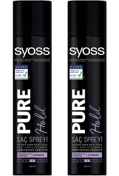 Syoss Pure Hold Saç Spreyi x 2 Adet