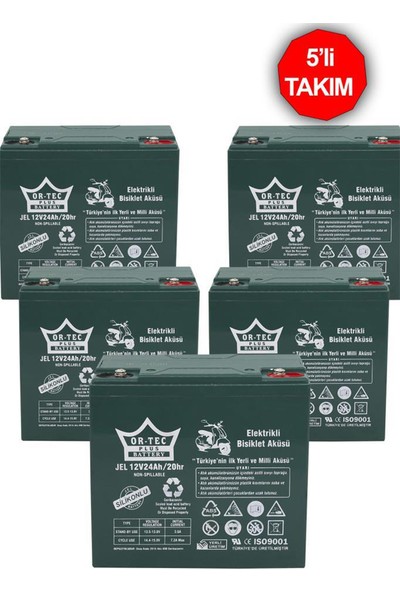 Ortec 12V 22-24 Ah Elektrikli Motosiklet Aküsü 5'li Set Ortec 12V 22-24 Ah Elektrikli Motosiklet Aküsü 5'li Set