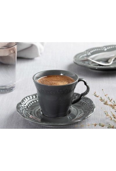 Viyana Porselen 2'li Kahve Fincan Takımı 80 Ml Antrasit