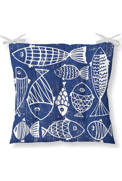 Ay Dijital Balık Desenli Pofuduk Sandalye Minderi Ay Dijital Balık Desenli Pofuduk Sandalye Minderi