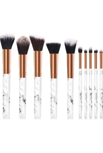 Mujgan 10'lu Mermer Desenli Makyaj Fırçası - Beyaz Sap - Siyah Uç Mujgan 10'lu Mermer Desenli Makyaj Fırçası - Beyaz Sap - Siyah Uç