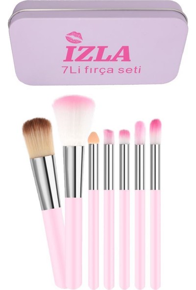 Izla 7'li Fırça Seti Metal Kutulu Pembe Izla 7'li Fırça Seti Metal Kutulu Pembe