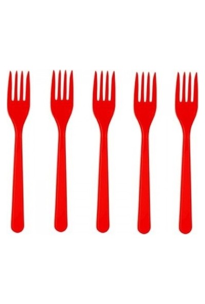 Kırmızı Plastik Çatal 25 Li Ürün