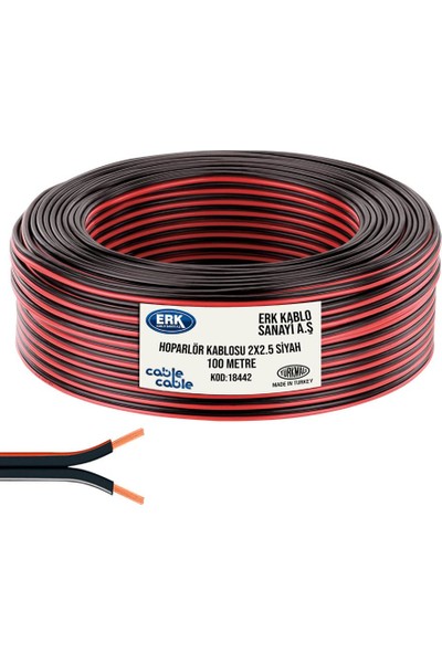Cable Cable Hoparlör Kablosu 2x2.5 Siyah 100 Metre Erk Yerli Cable Cable Hoparlör Kablosu 2x2.5 Siyah 100 Metre Erk Yerli