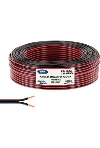 Cable Cable Hoparlör Kablosu Kordon 2x0.75 Siyah 100 Metre Erk Yerli Cable Cable Hoparlör Kablosu Kordon 2x0.75 Siyah 100 Metre Erk Yerli
