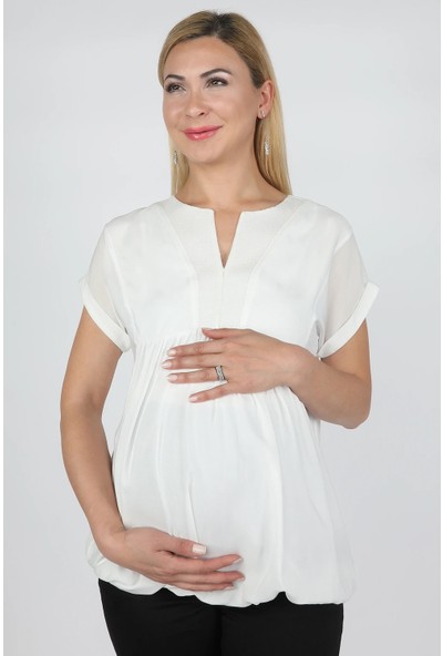 Balins Vual Payetli Bluz Beyaz