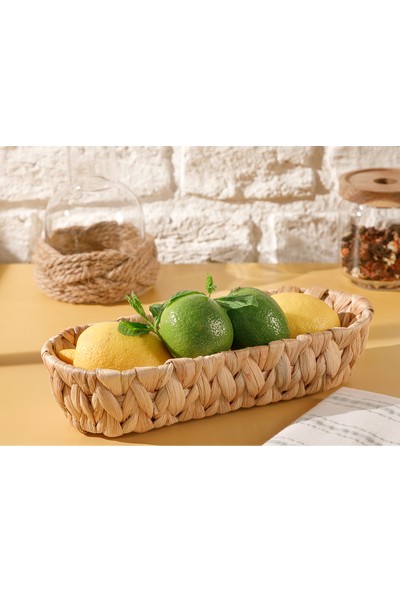 English Home Lukas Hasır Ekmek Sepeti 28 cm Kahve