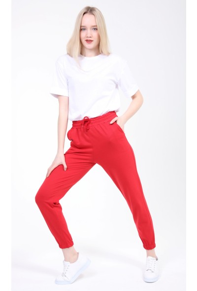 Rodi TY21YB090140 Kırmızı Kadın Basic Paça Lastikli Alt Eşofman