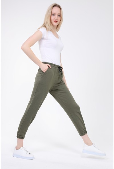 Rodi TY21YB090140 Haki Kadın Basic Paça Lastikli Alt Eşofman