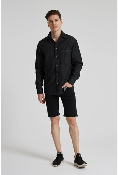 Cross Jeans Siyah Erkek Slim Fit Jean Şort E 4404-005