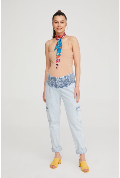 Organik Denim Kargo Cepli Pantolon Açık Mavi 1091 Organik Denim Kargo Cepli Pantolon Açık Mavi 1091