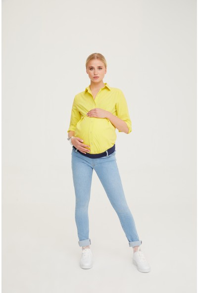 Hamile Skinny Jean Likralı Denim Pantolon Açık Mavi 1073