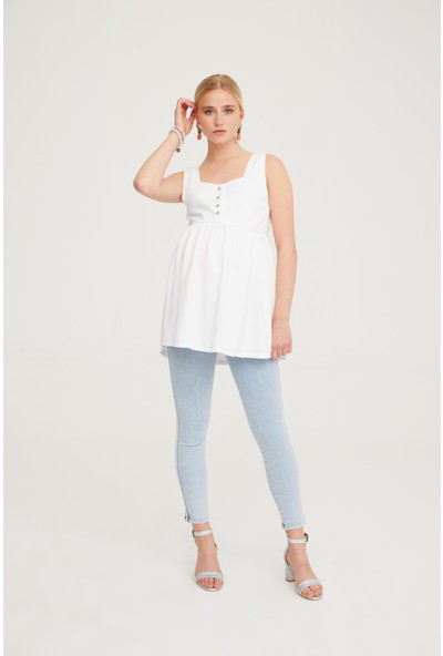 Hamile Beyaz Bluz Tunik 1075