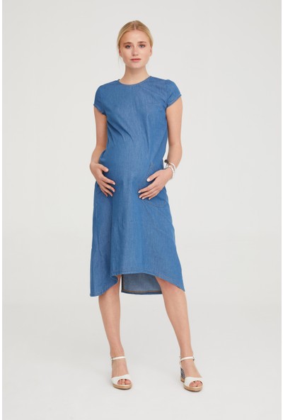 Hamile Denim Koyu Mavi Elbise 1050