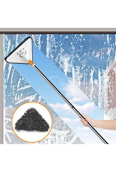 Turuncu Koli Vip Üçgen Mop Cam Duvar Tavan Fayans Parke Temizleyici Teleskopik Sap Vileda Tablet Mop